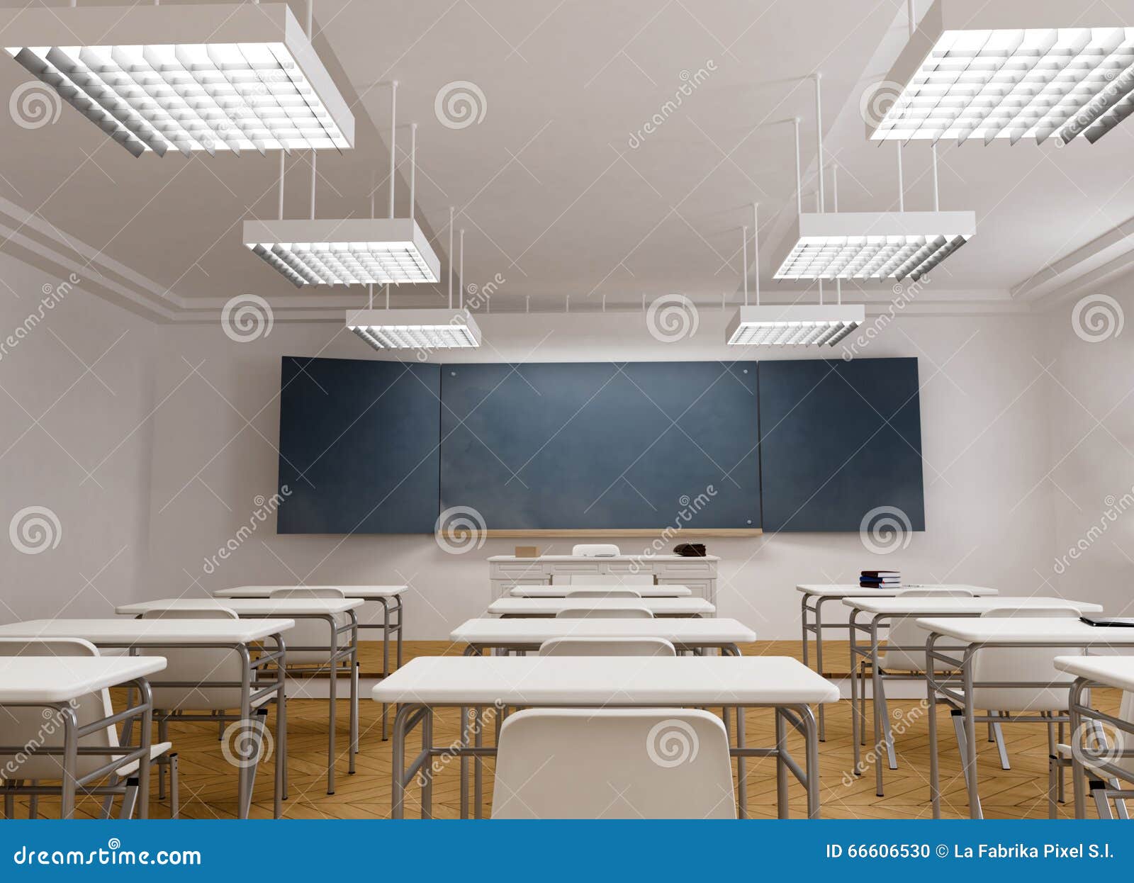 Frontal View of a Classroom Stock Illustration - Illustration of white ...
