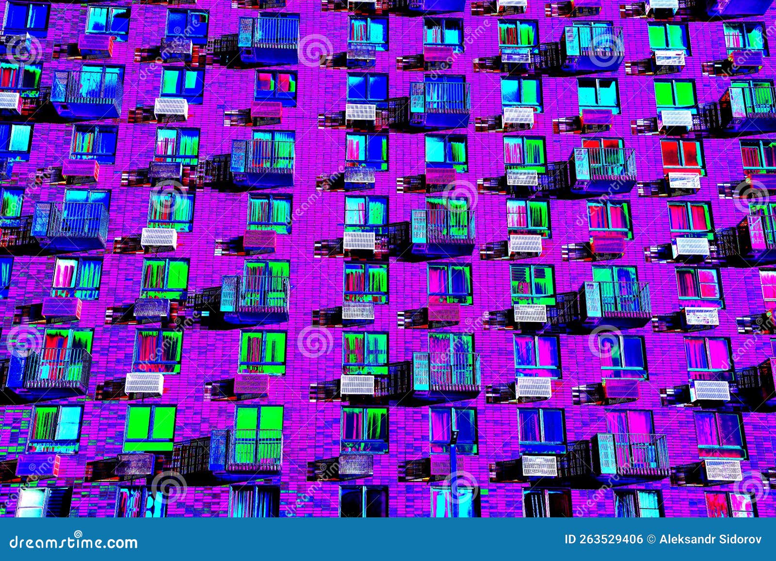 Frontal View of the Facade of the Building with Many Windows. Changed ...