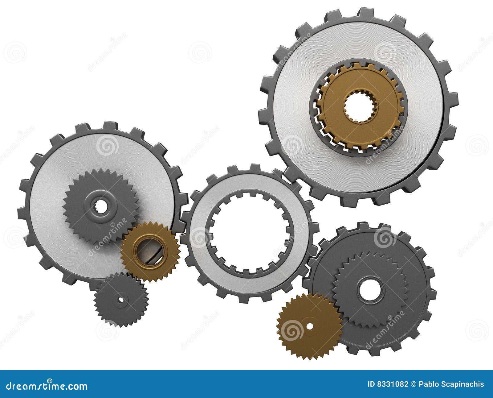 Frontal View of Gears Composition Stock Illustration - Illustration of ...