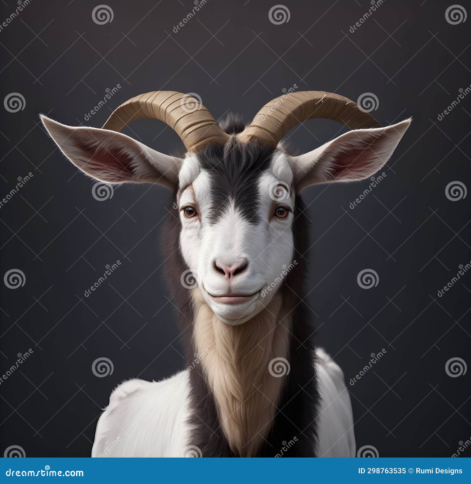 Frontal View of a Human Face Goat Stock Illustration - Illustration of ...