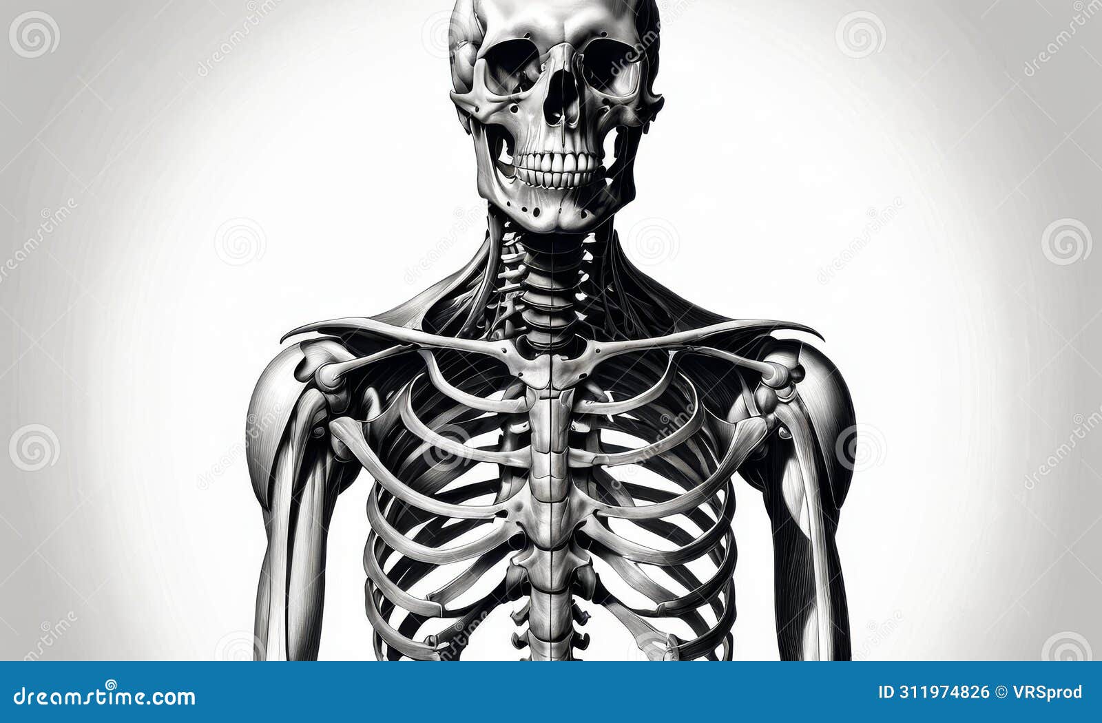 Frontal View of Human Skeleton Model Stock Illustration - Illustration ...