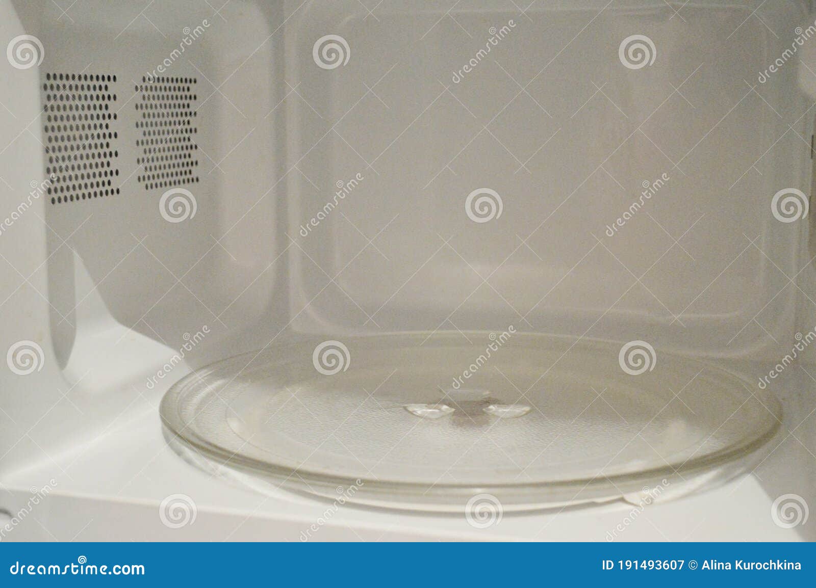Frontal View Inside White, Empty Clean Microwave Oven Interior Stock ...