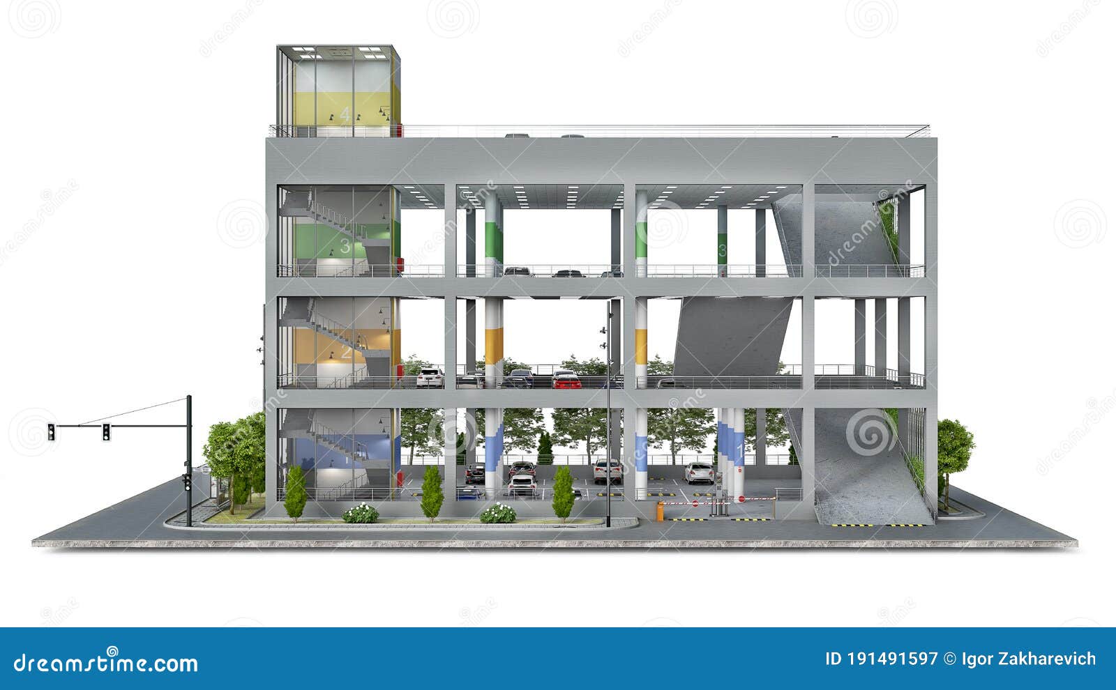 A Frontal View of Multi-level Parking Building on a Piece of Ground ...