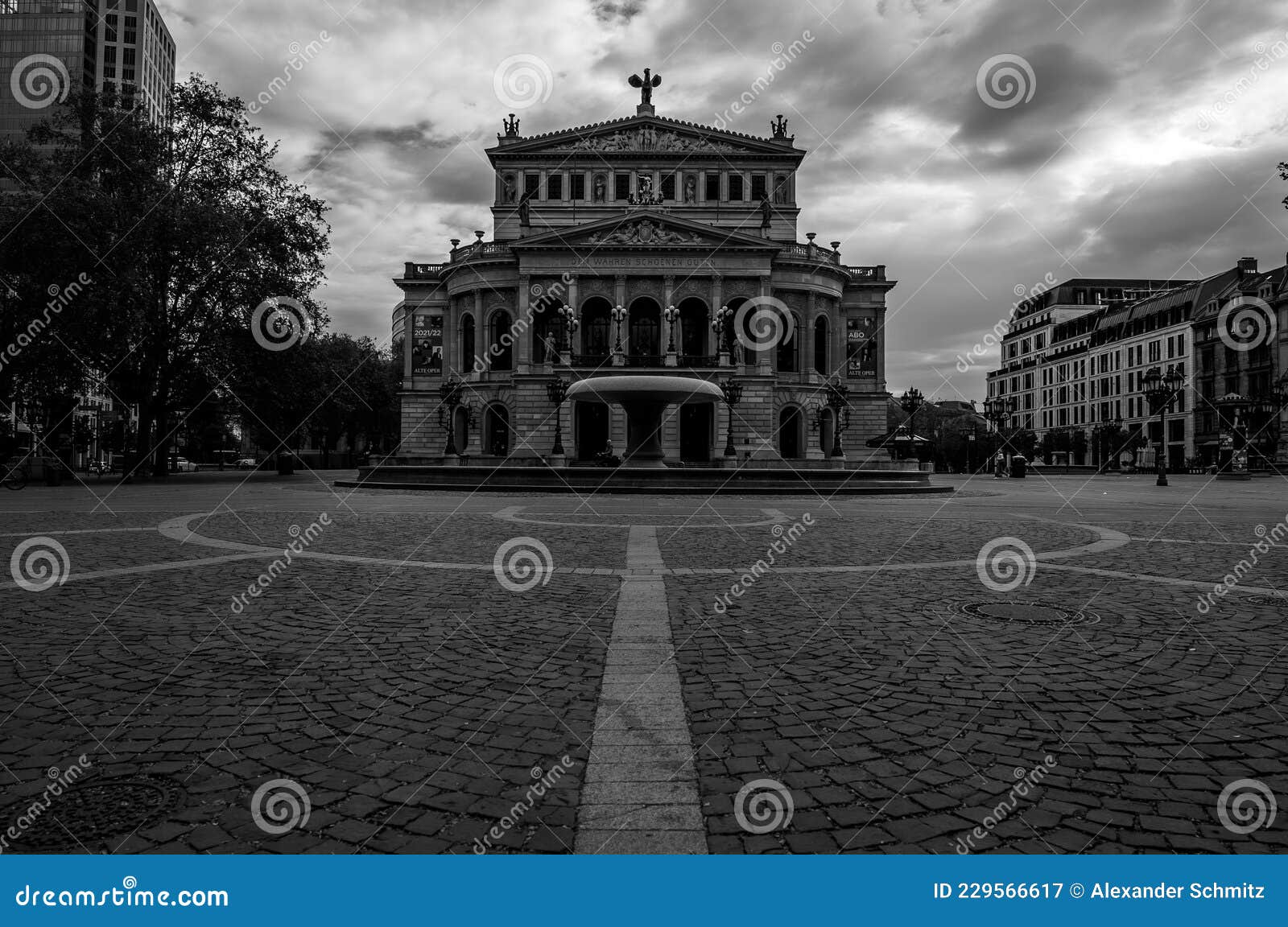 Frontal View of the Old Opera Building at Dawn in Frankfurt, Germany ...