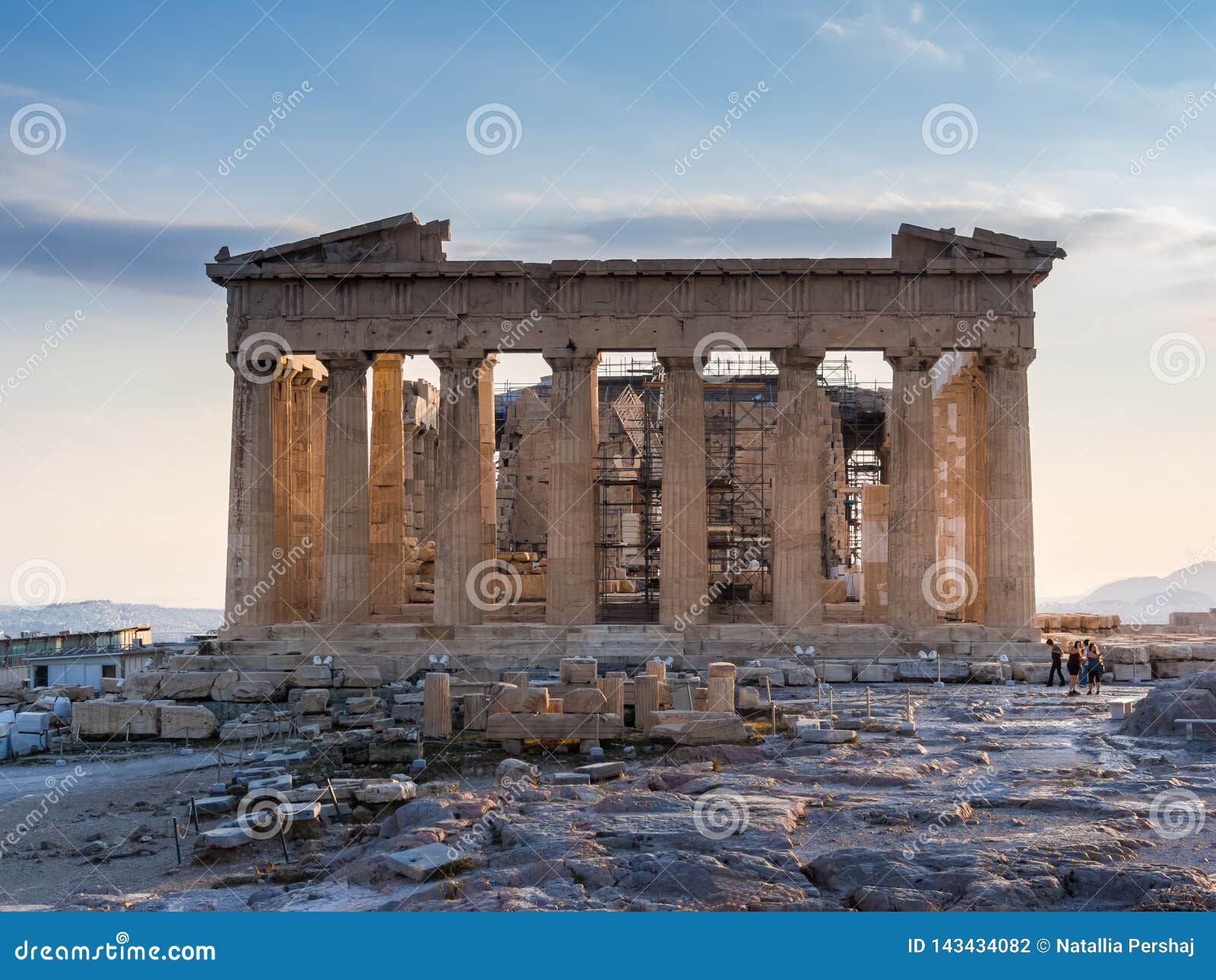 Frontal View of Parthenon on Acropolis, Athens, Greece Against Sunset ...