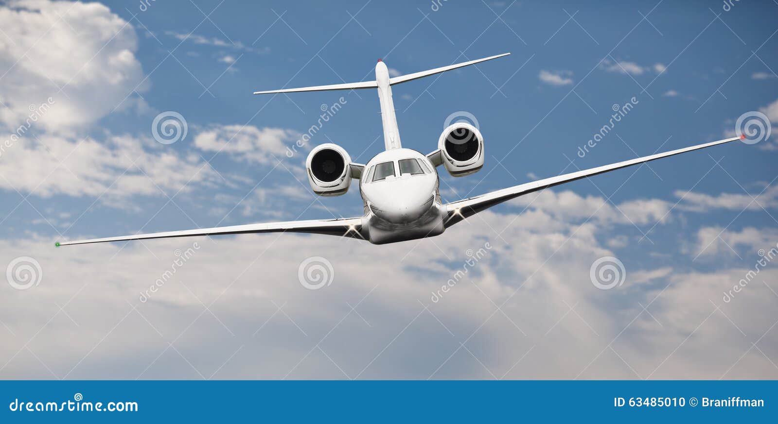 Frontal View Of A Private Jet Stock Photo - Image of landing, beautiful ...
