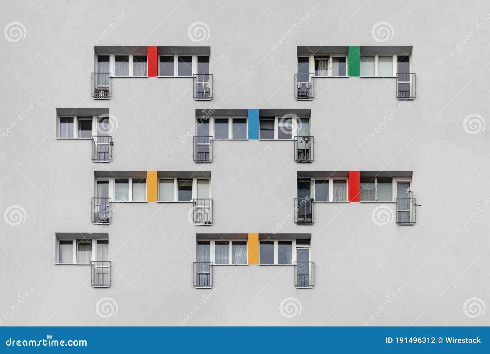 Frontal View of a Residential Building with Small Balconies Editorial ...