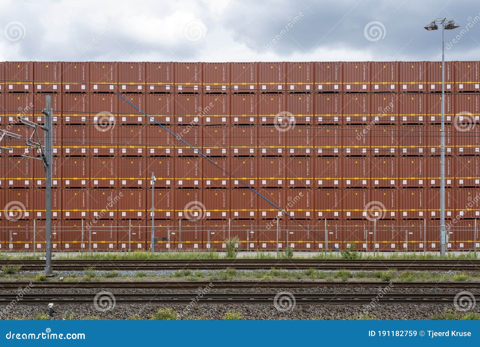 Frontal View of a Stack of Containers Stock Image - Image of abundance ...