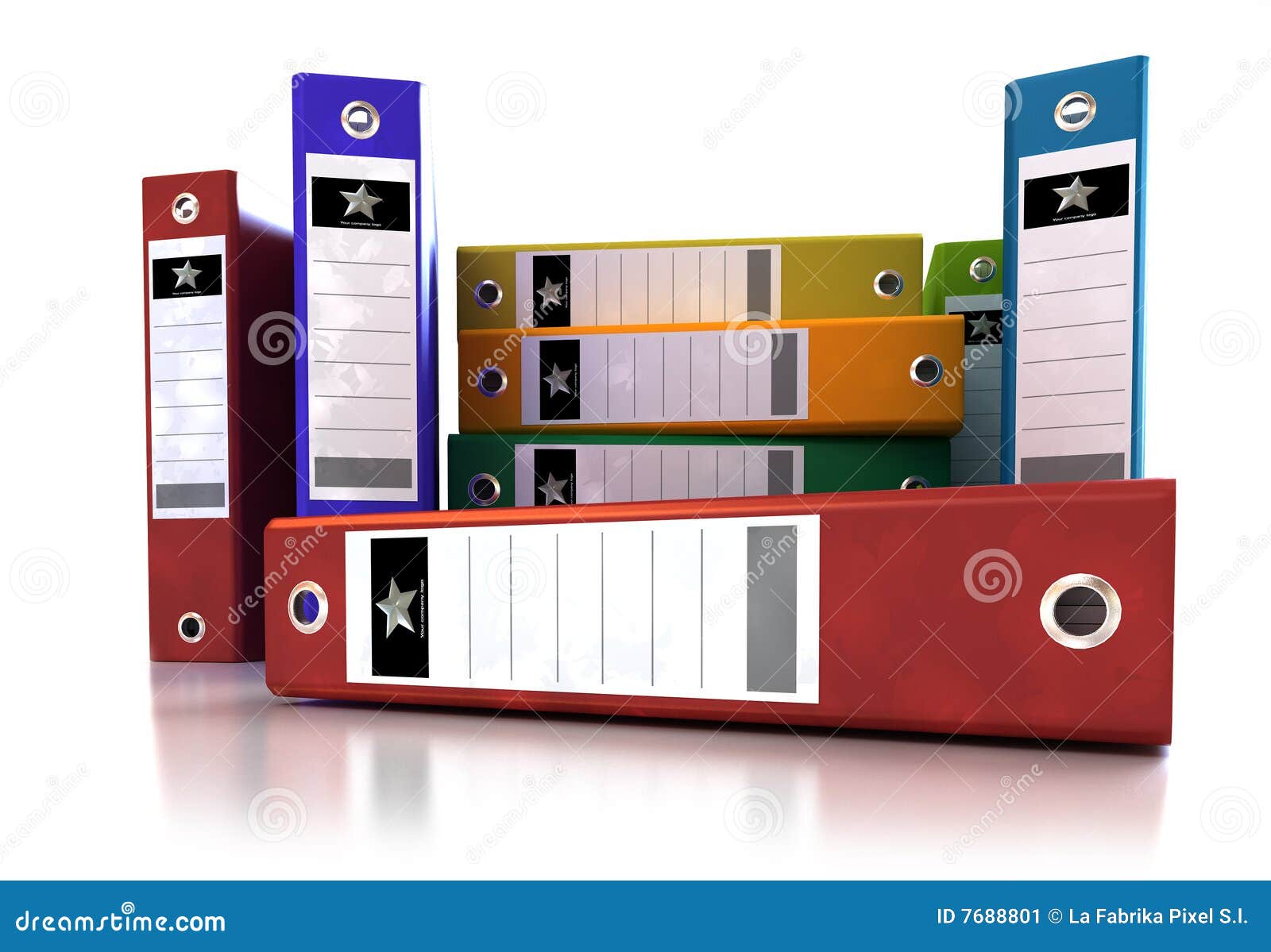 Frontal View of a Stack of Ring Binders Stock Illustration ...