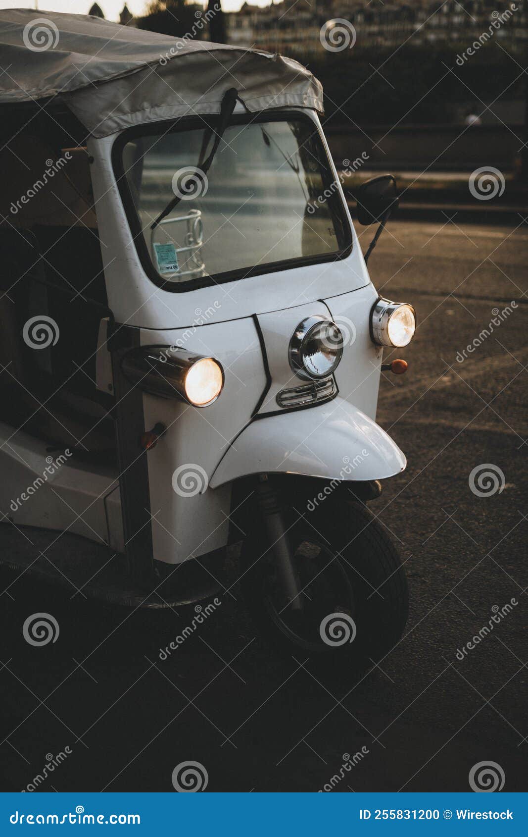 Frontal View of a White Piaggio Ape Stock Photo - Image of windshield ...