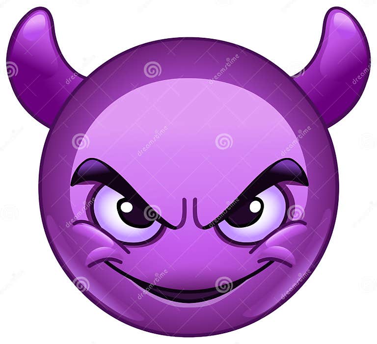 Fronte Sorridente Con L'emoticon Dei Corni Illustrazione Vettoriale ...