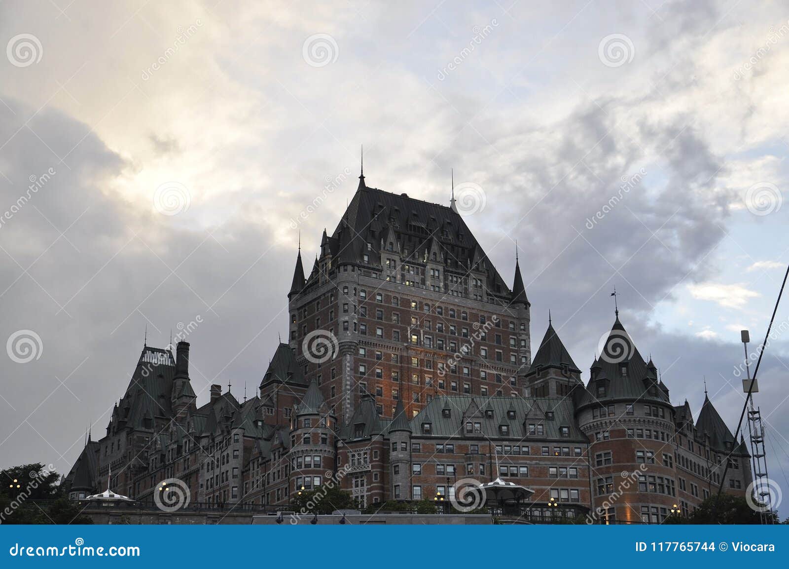 Frontenac Castle by Night from Quebec City in Canada Stock Photo ...