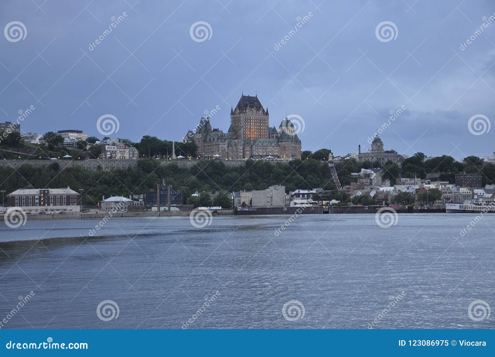 Frontenac Castle by Night from Quebec City in Canada Editorial Image ...