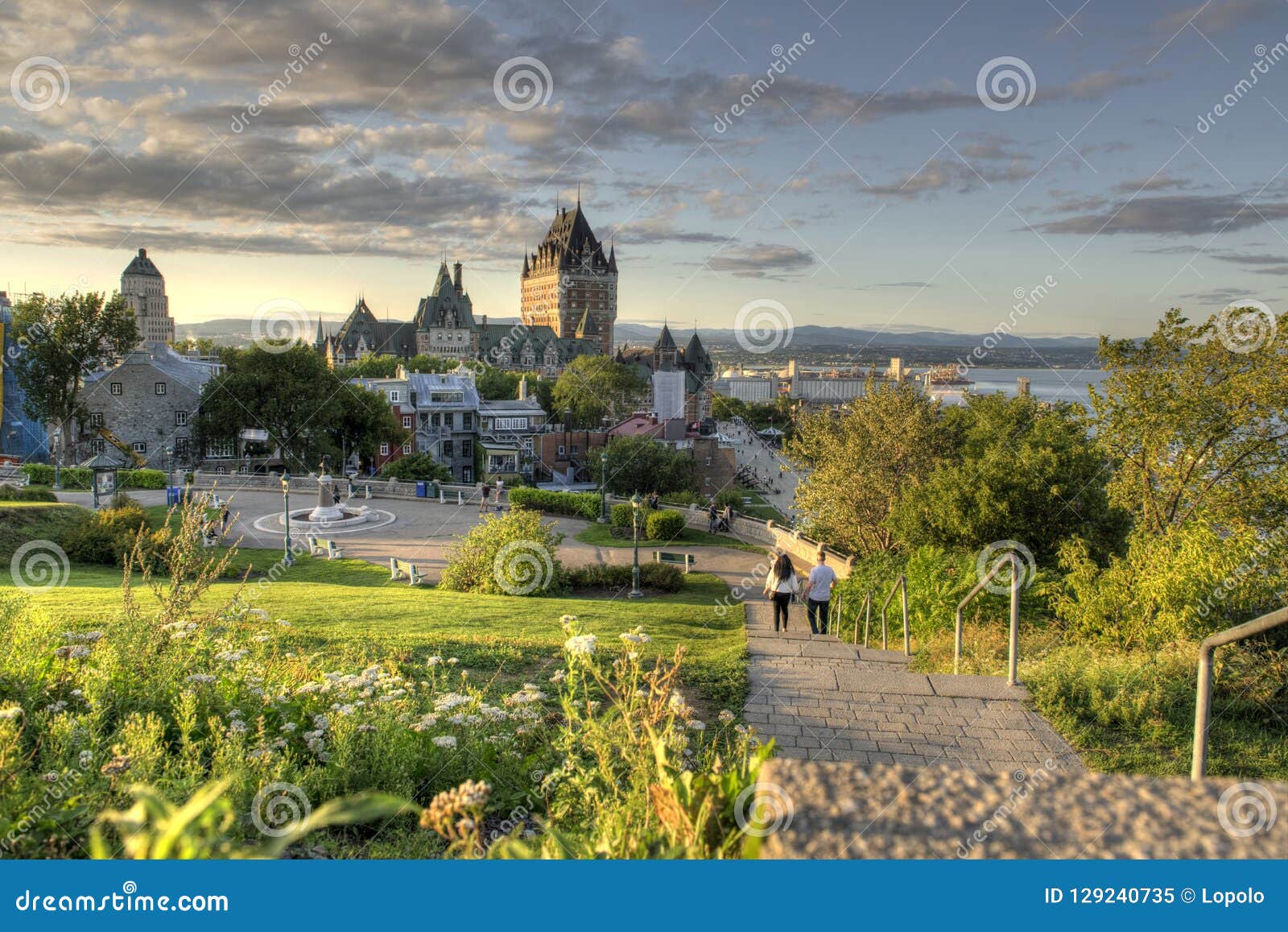 Frontenac Castle in Old Quebec City in the Beautiful Sunrise Light ...