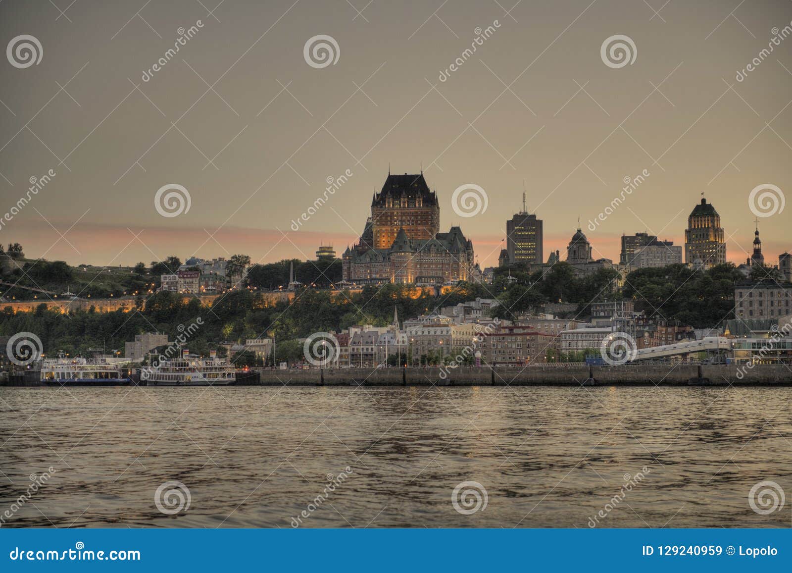 Frontenac Castle in Old Quebec City in the Beautiful Sunrise Light ...