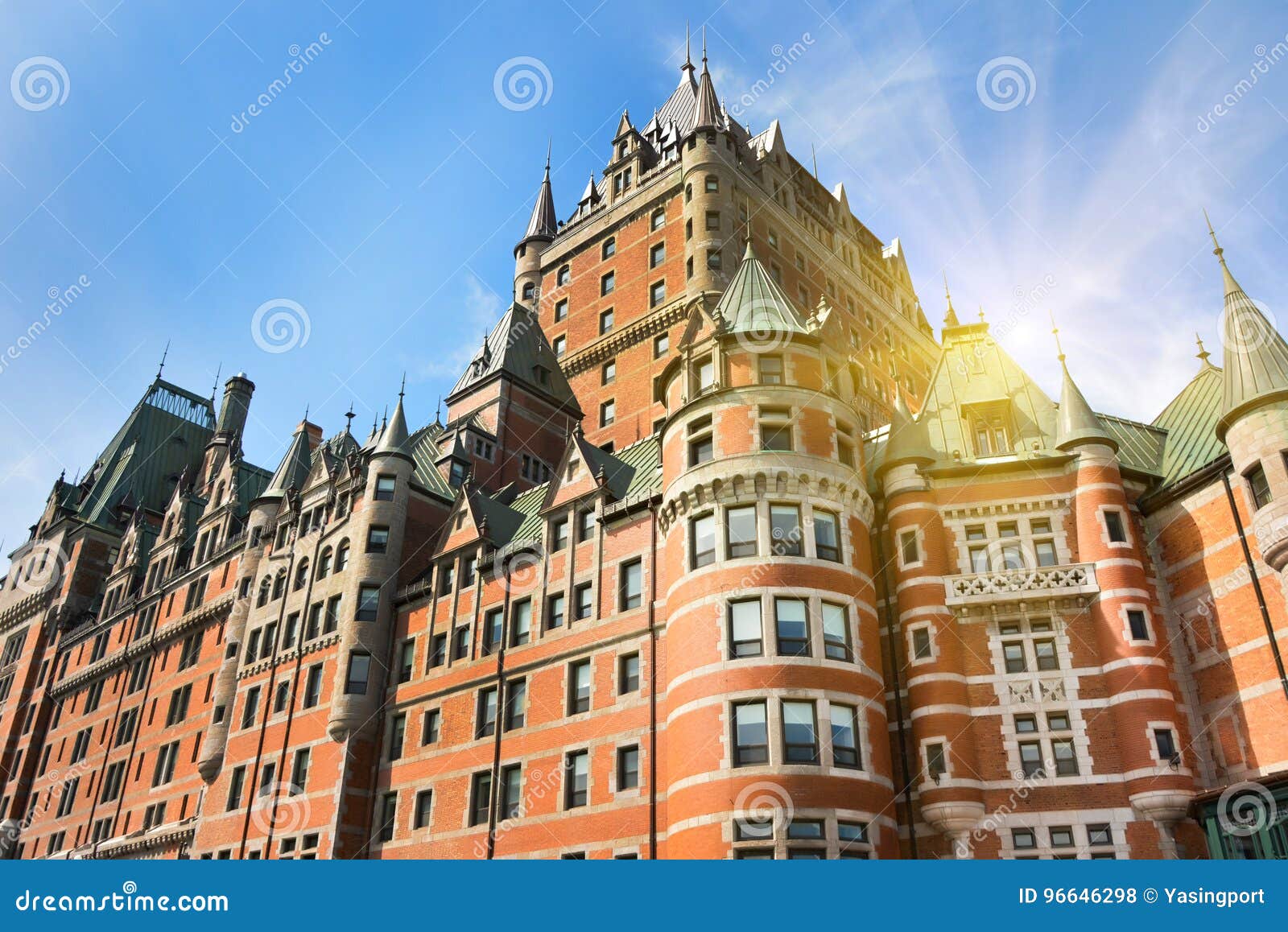 Frontenac Castle in Old Quebec City at the Sunday Stock Photo - Image ...