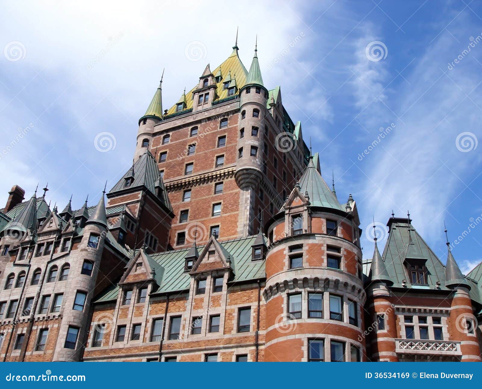 Frontenac Castle Sitting On The Top Of The Streets Of Old Quebec ...