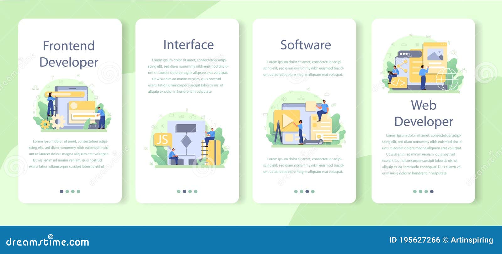 Frontend Developer Mobile Application Banner Set. Website Interface Stock Vector - Illustration ...