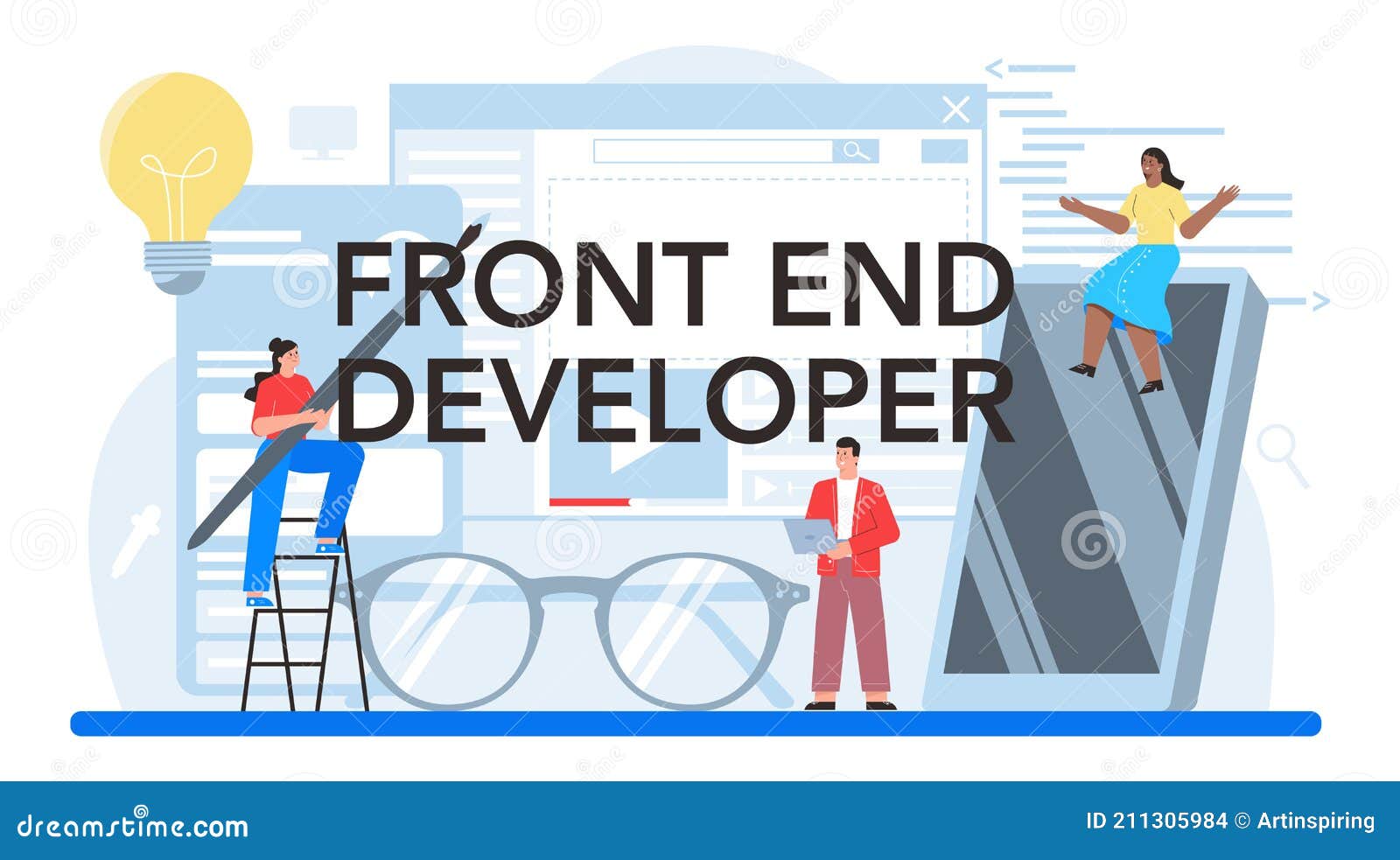 Frontend Developer Typographic Header. Website Interface Design Stock ...