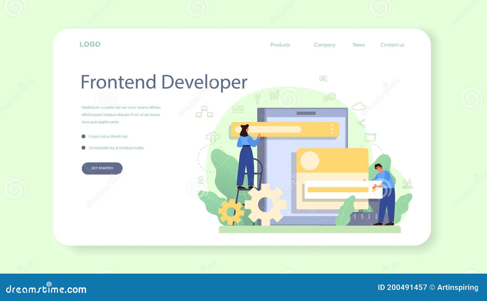 Frontend Developer Web Banner or Landing Page. Website Stock Vector ...