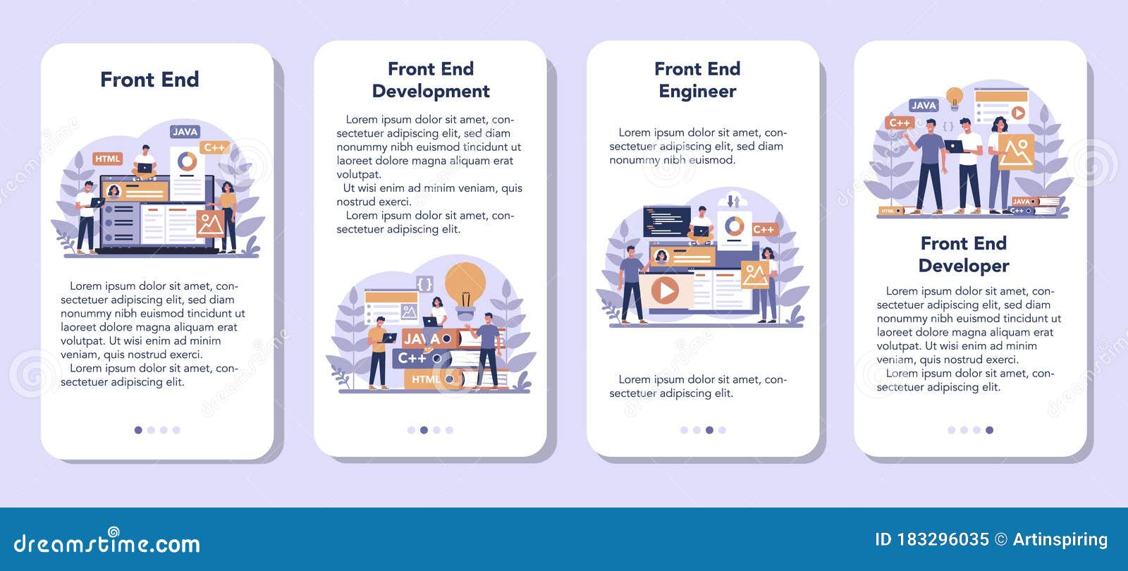 Frontend Development Mobile Application Banner Set. Website Stock Vector - Illustration of ...