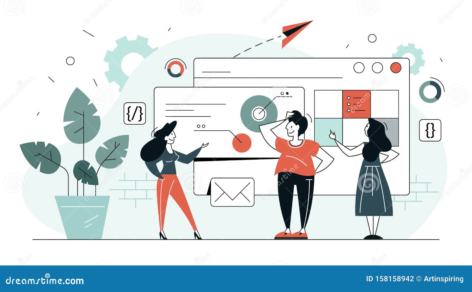 Frontend Development Web Banner Concept. Website Interface Stock Vector ...