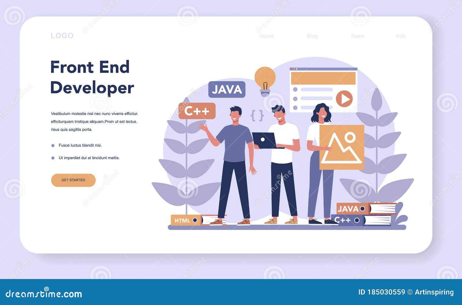 Frontend Development Web Banner or Landing Page. Website Stock Vector ...