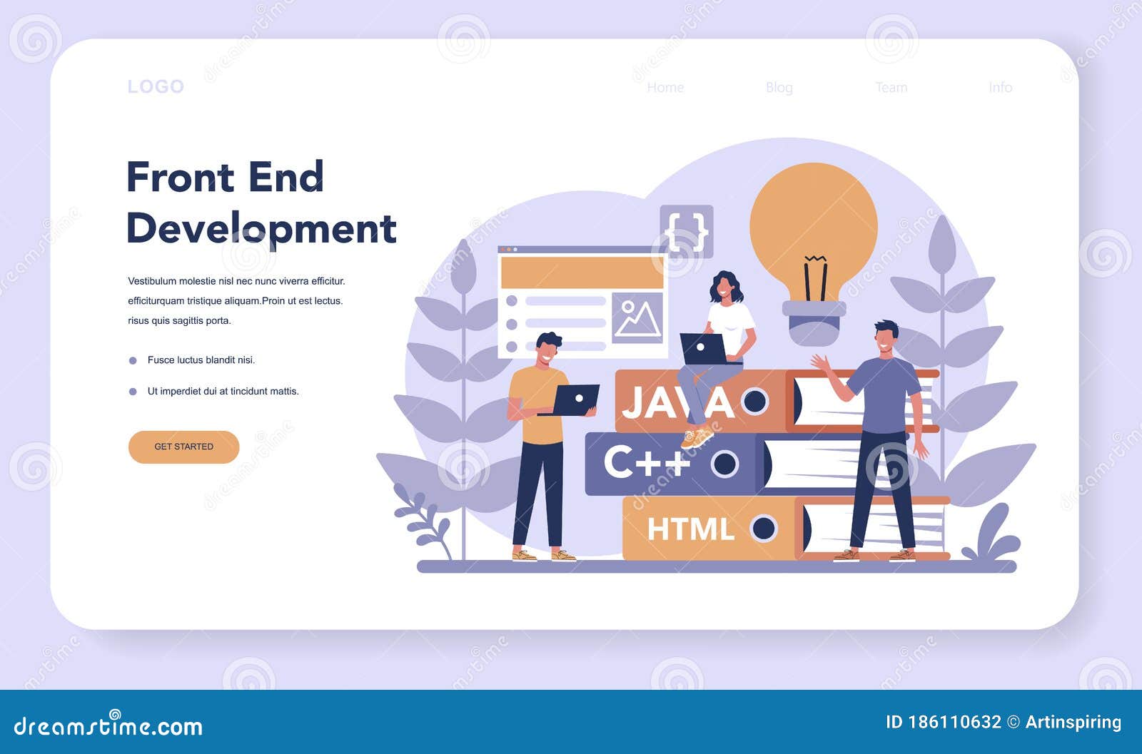 Frontend Development Web Banner or Landing Page. Website Stock Vector - Illustration of coding ...