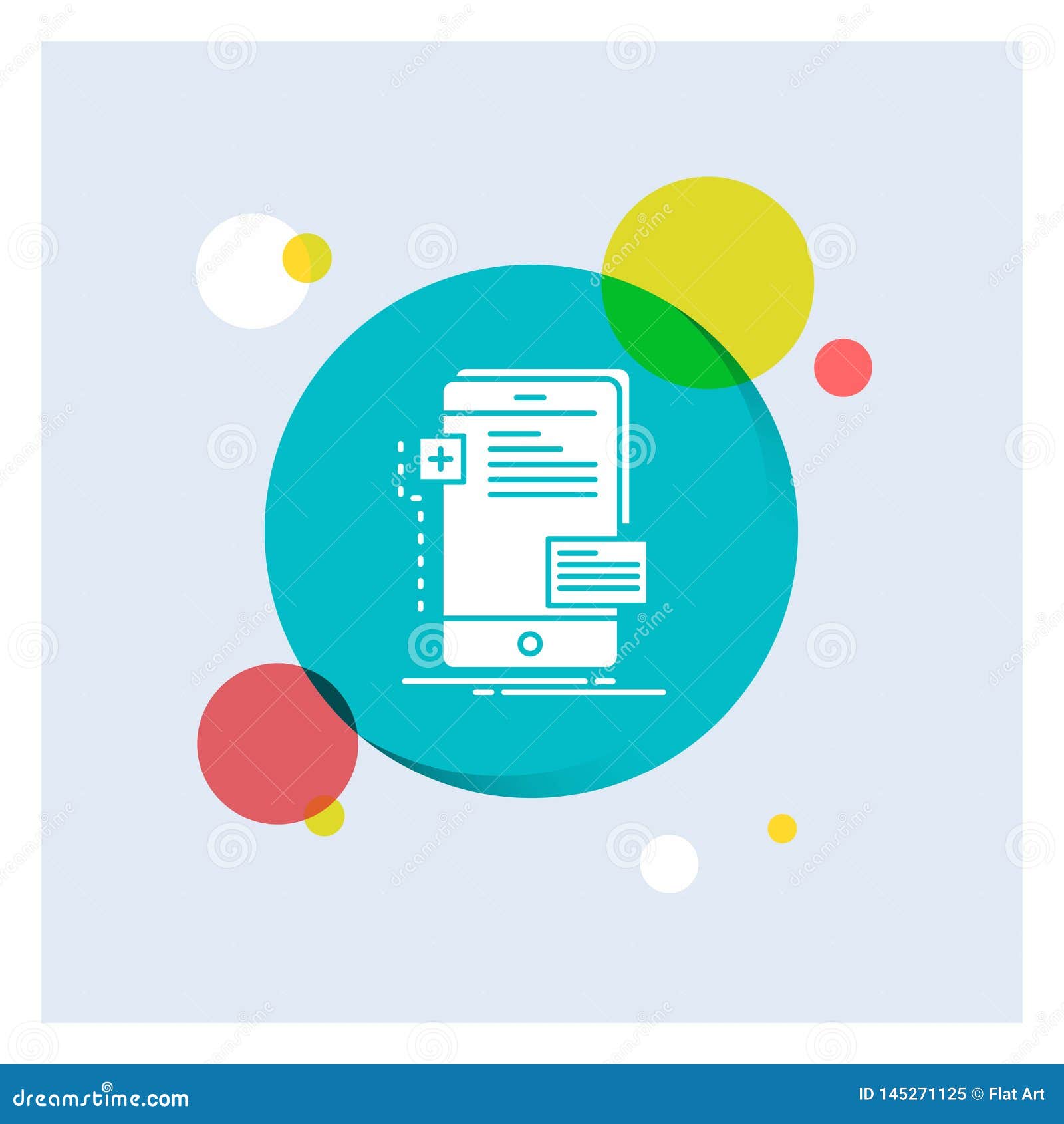 Frontend Interface Mobile Phone Developer White Glyph Icon Colorful Circle Background Stock