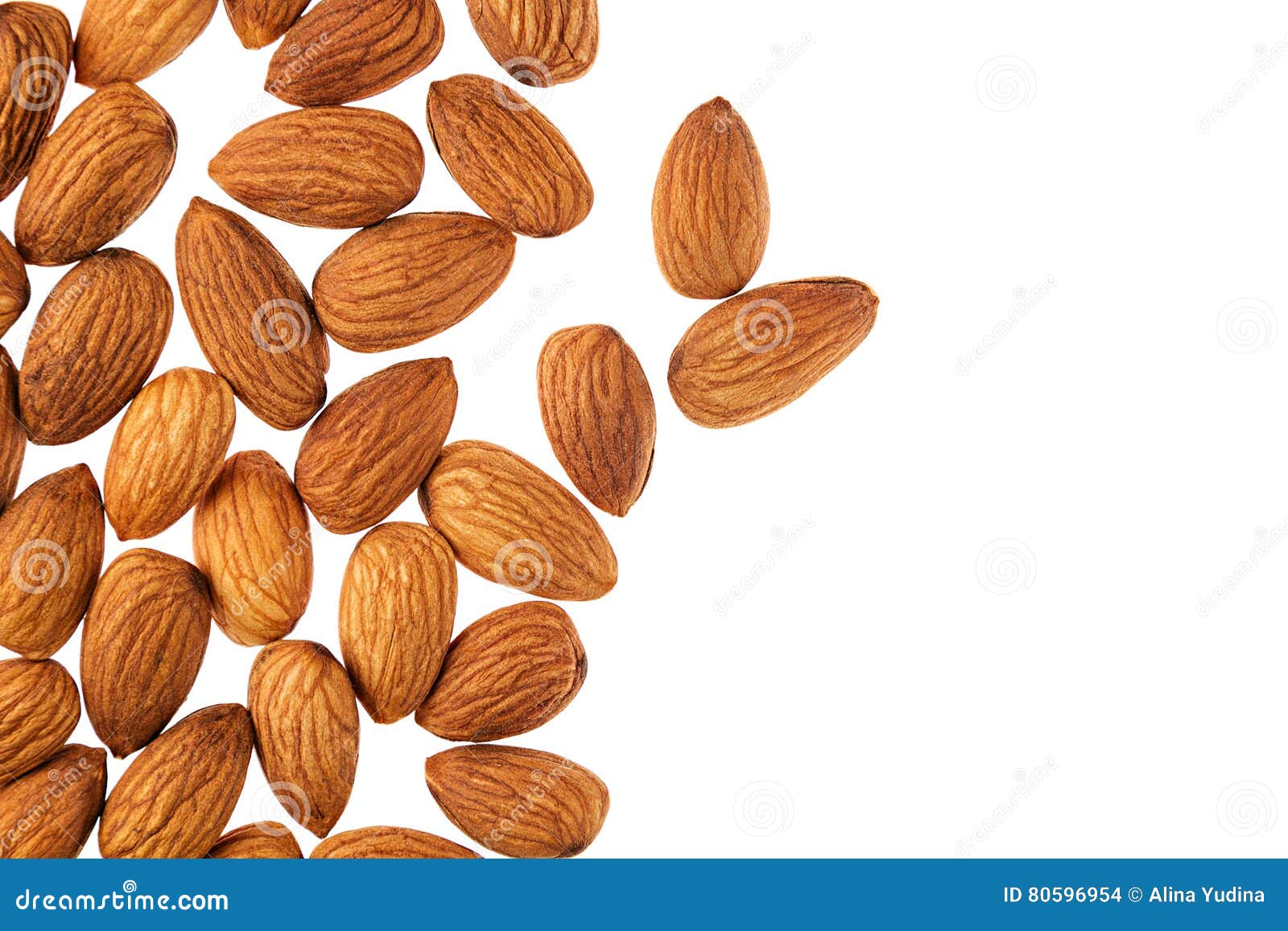 Frontera Nuts De Almendras En El Fondo Blanco Foto de archivo - Imagen ...