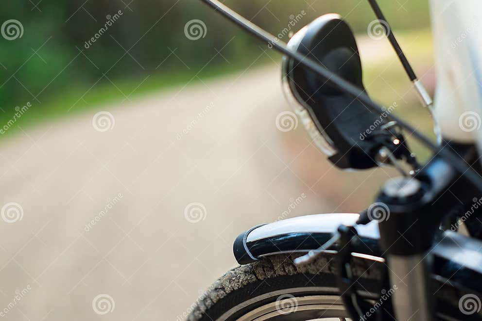 Frontside of the Bicycle in the Forest, DOF Stock Photo - Image of ...