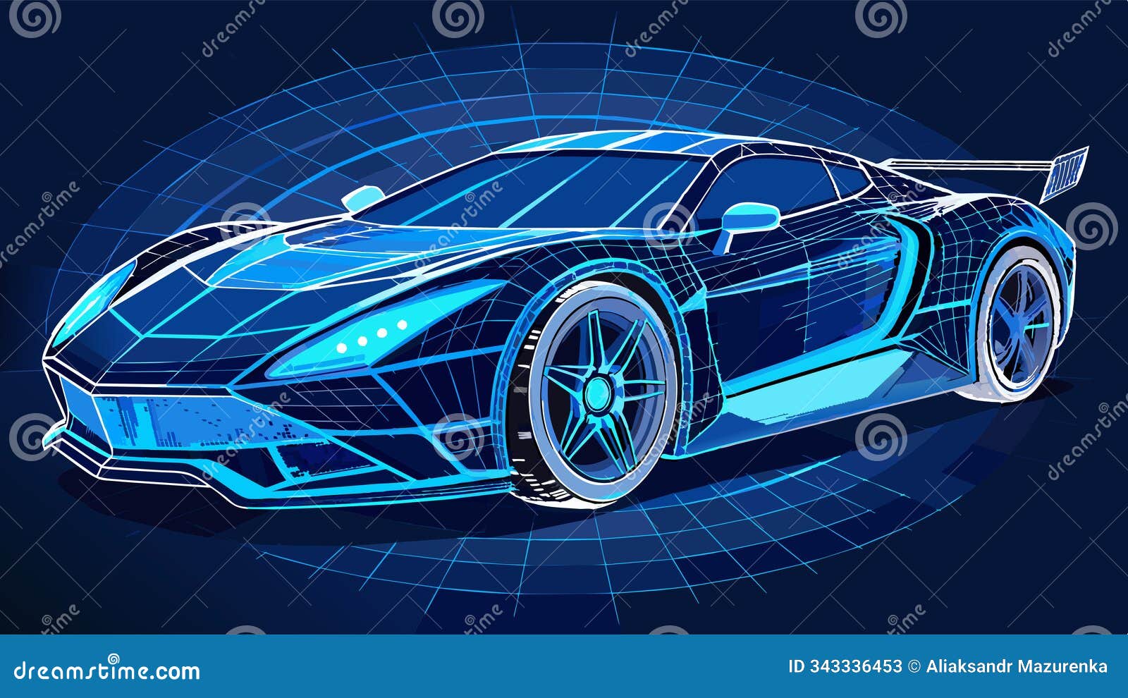 Frontside Futuristic AR Car Wireframe Concept, Generative Ai, Augmented ...