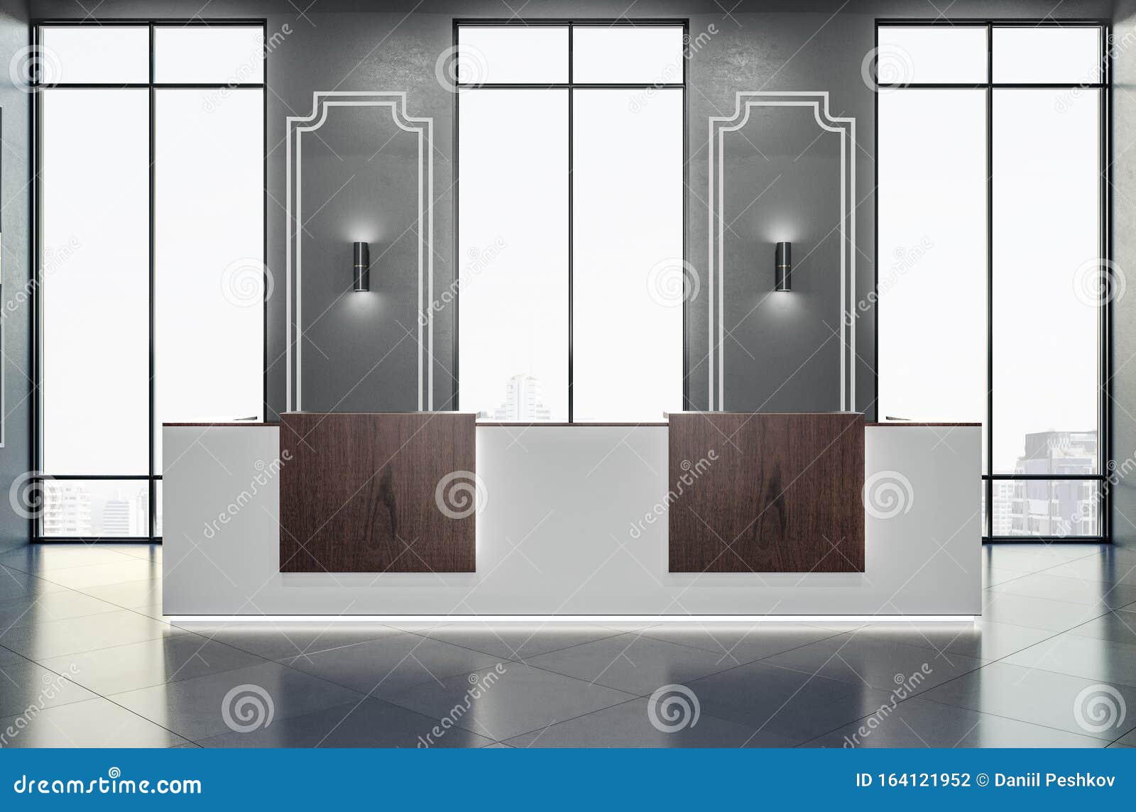 Frontview of Modern Reception Stock Illustration - Illustration of ...