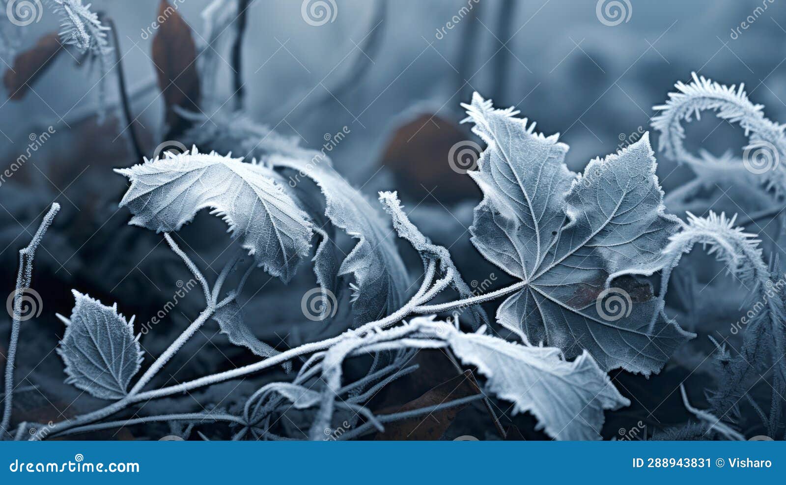 Frost on the Branches and Leaves Stock Illustration - Illustration of ...