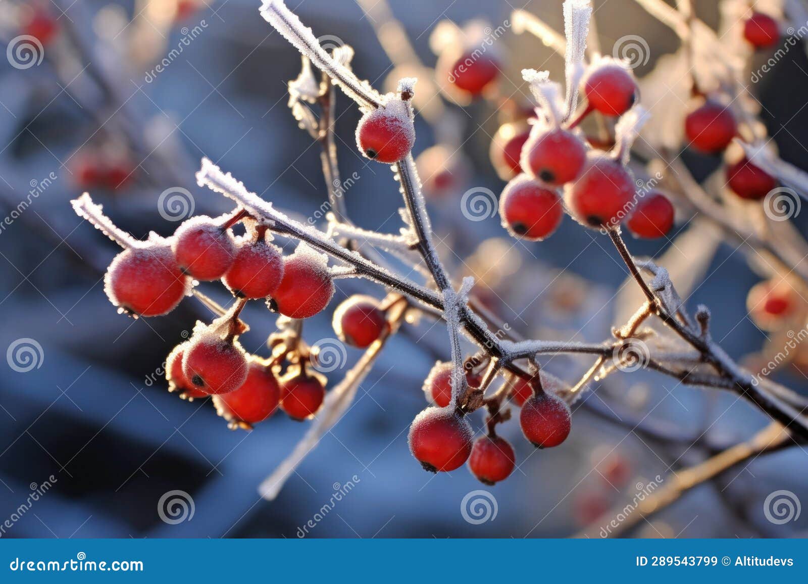 Frost-covered Berries on a Bush, Sparkling in Sunlight Stock Image ...