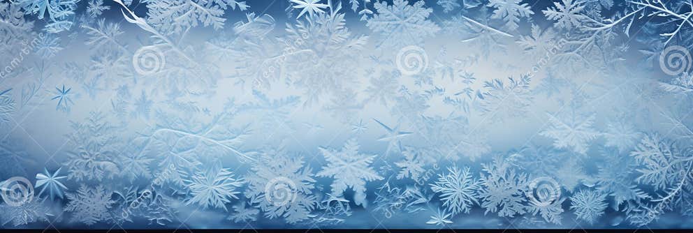 Frost Creates Fascinating Patterns on a Window in Winter.banner Stock ...