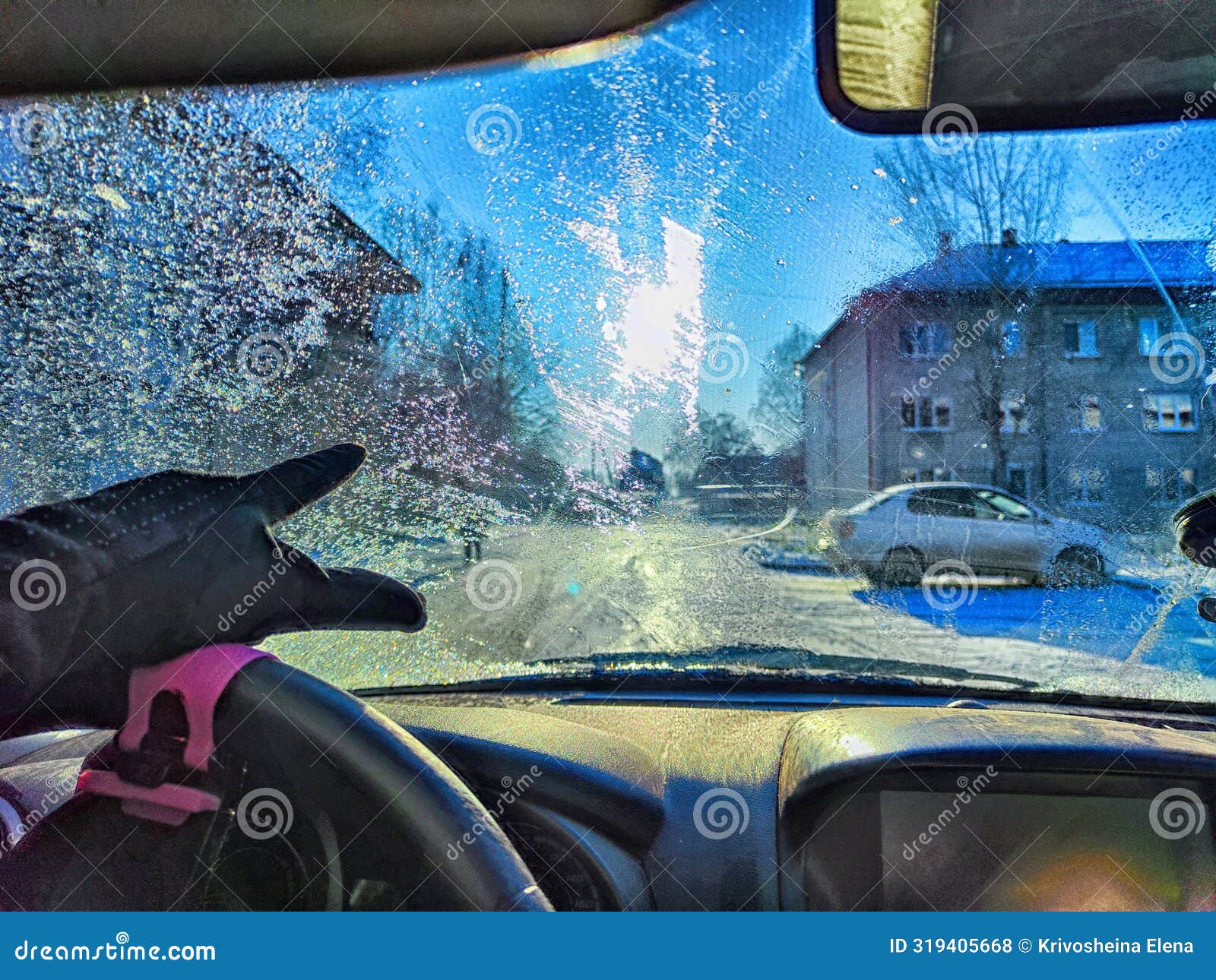 Frost on the Glass. Poor Visibility. Difficulties and Dangers of ...