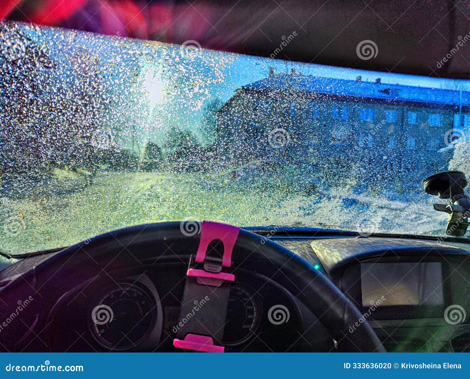 Frost on the Glass. Poor Visibility. Difficulties and Dangers of ...