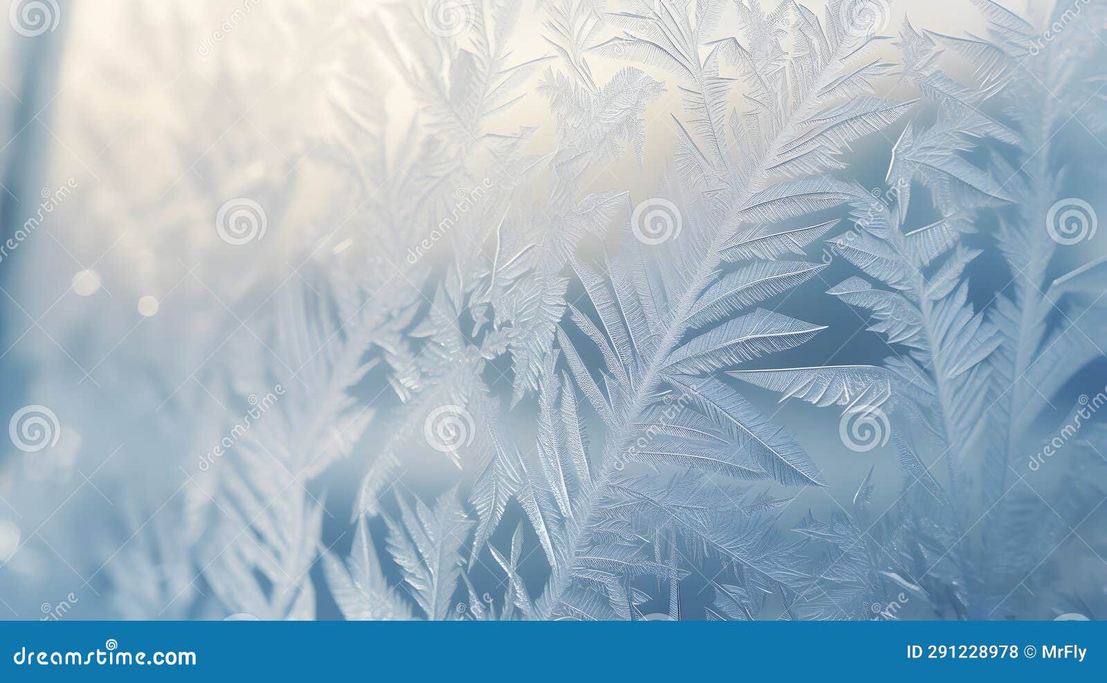 Frost, Ice Crystals Formed on the Glass Stock Illustration ...