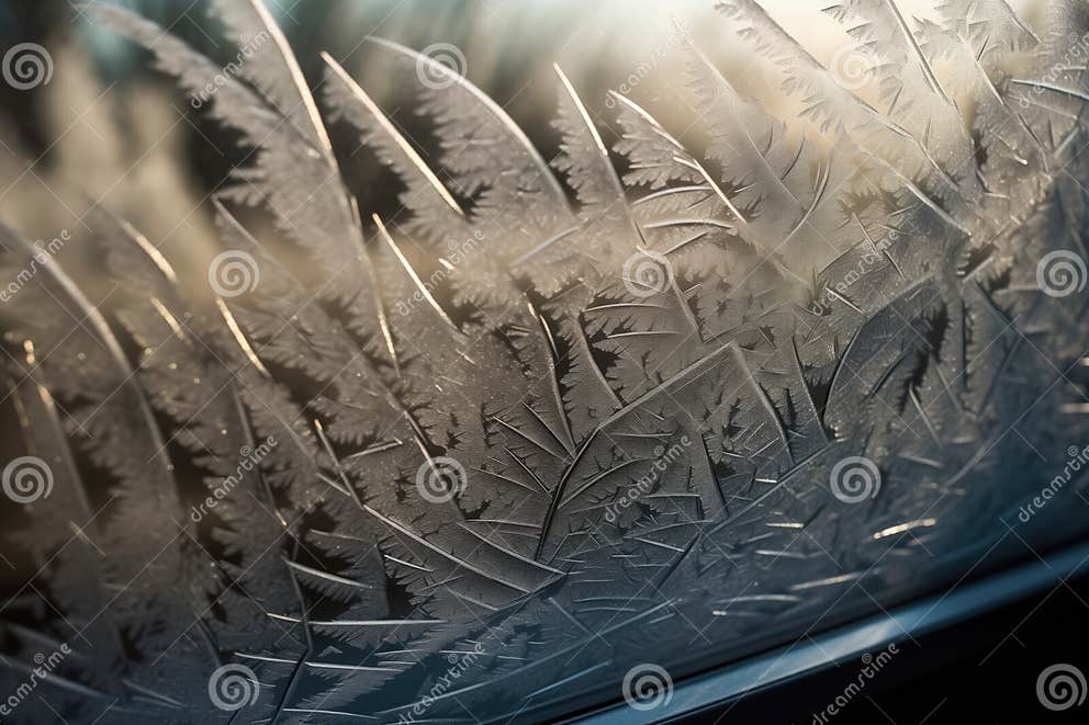 Frost Ice Icey Patterns Window Backlit Winter Light Cold Frigid Stock ...