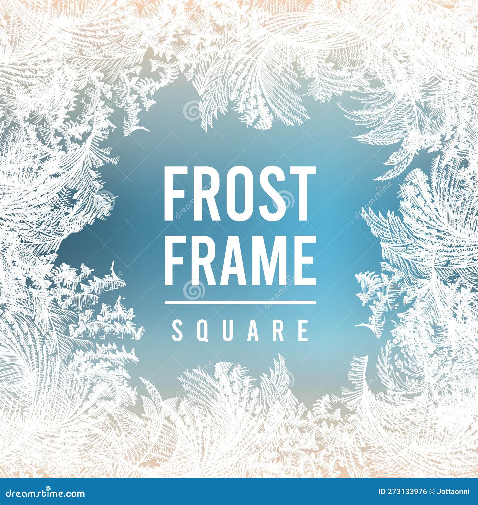 Frost Ice Window Pattern, Winter Square Design Frame Stock Illustration ...