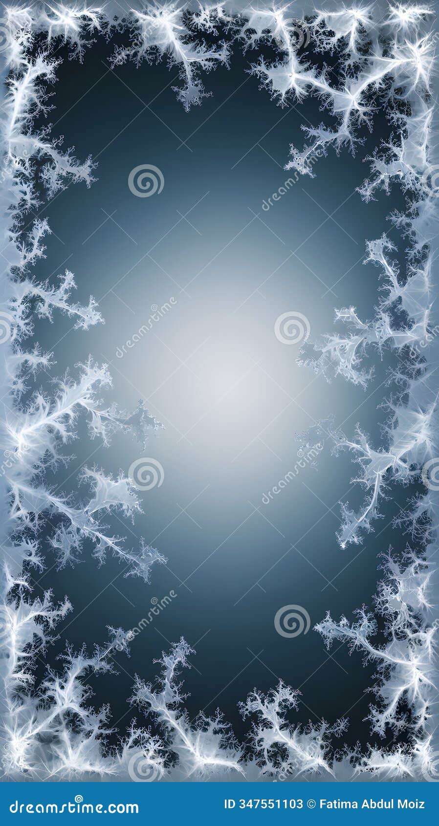 Frost Patterns Frame a Blue Gradient, Creating an Ethereal Icy Design ...