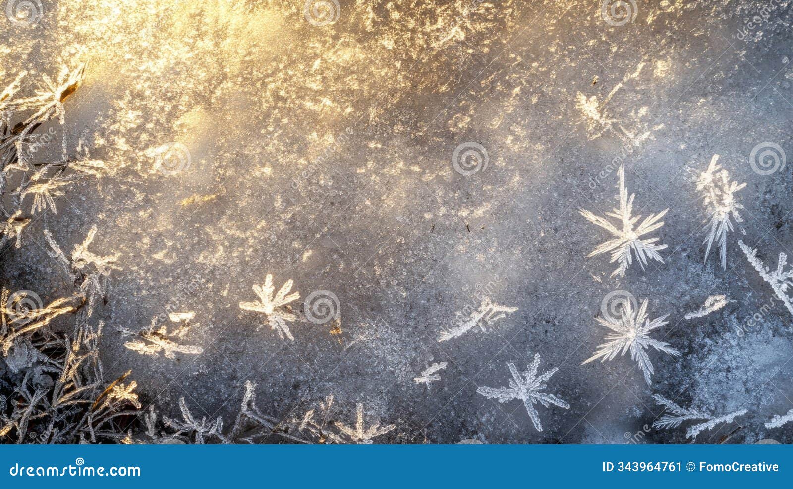 Frost Patterns on a Frozen Surface with Sunlight Stock Illustration ...