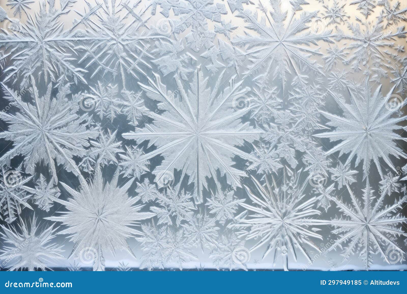 Frost Patterns on Window with Snowflakes Stock Image - Image of ...