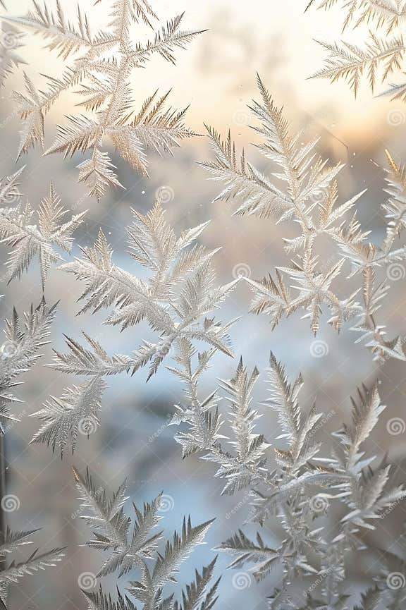 Frost Patterns on a Window during Winter, Creating Intricate Icy ...