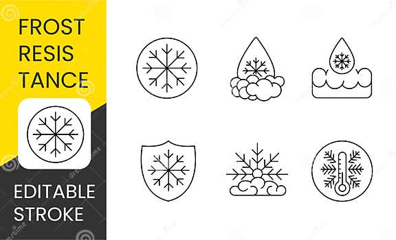 Frost Resistance Vector Line Icon Set with Editable Stroke Stock ...
