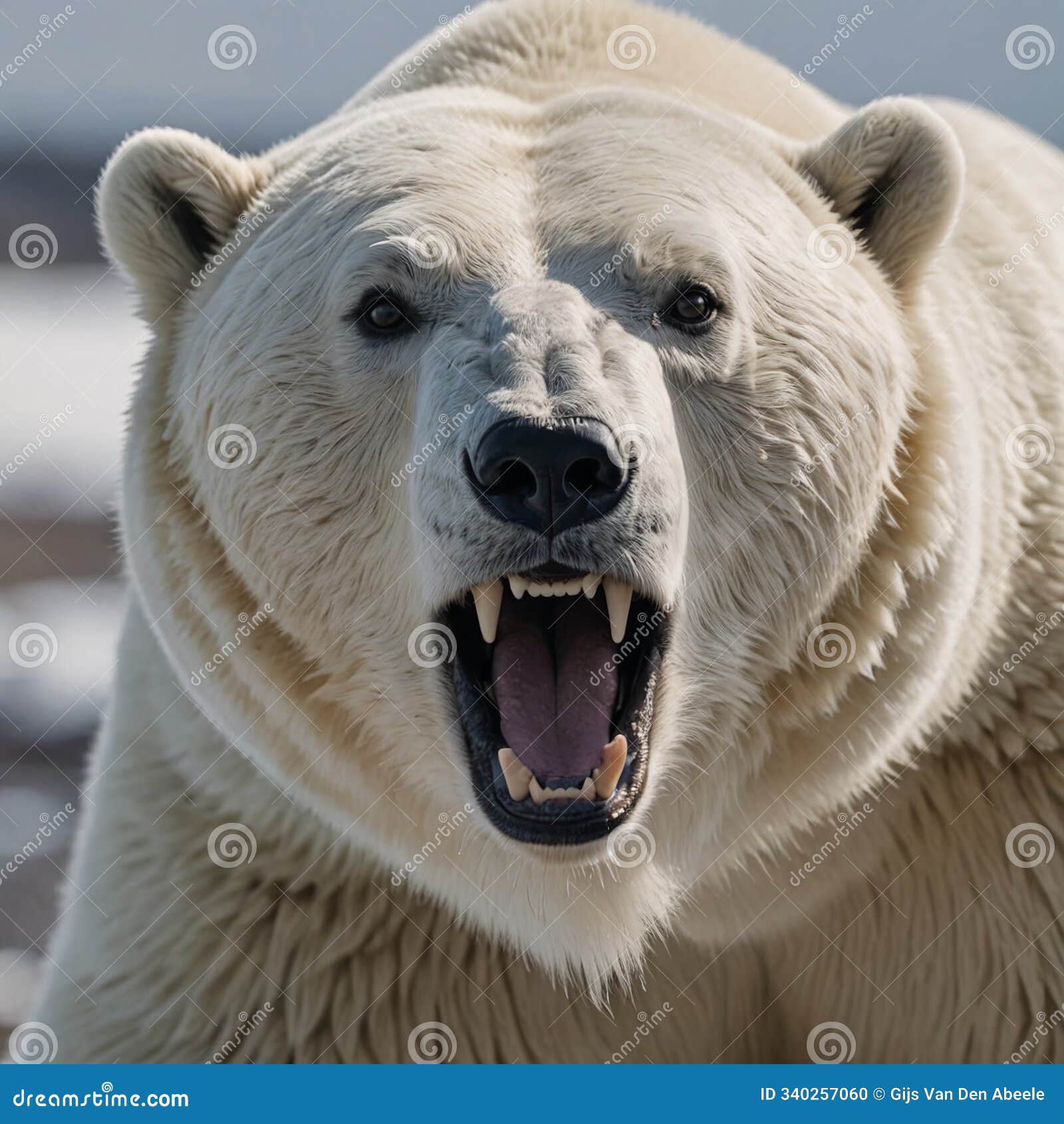Frostbite Fury Intense Polar Bear Roaring in Arctic Wilderness Stock ...