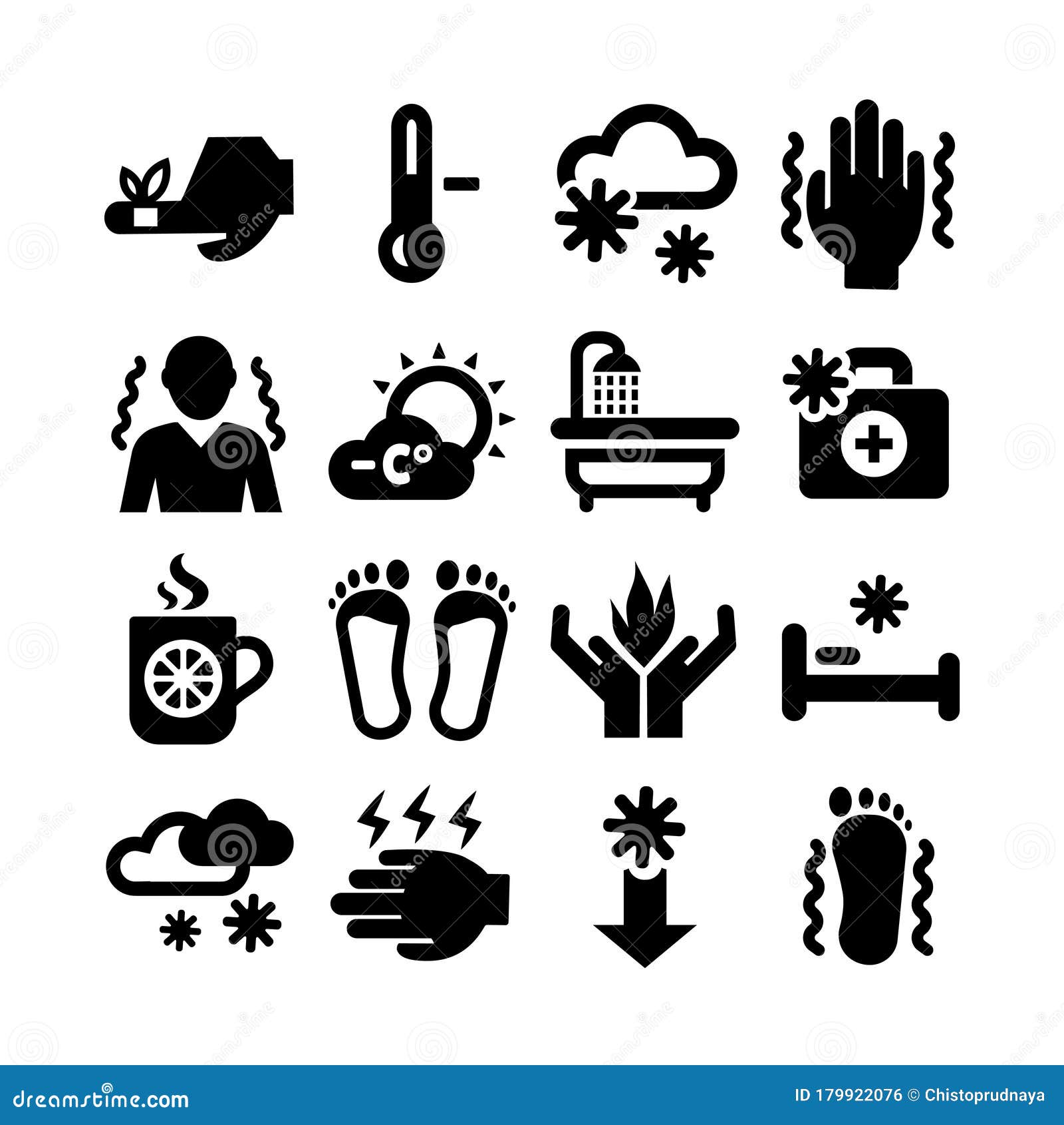 Frostbite icons set stock vector. Illustration of frozen - 179922076