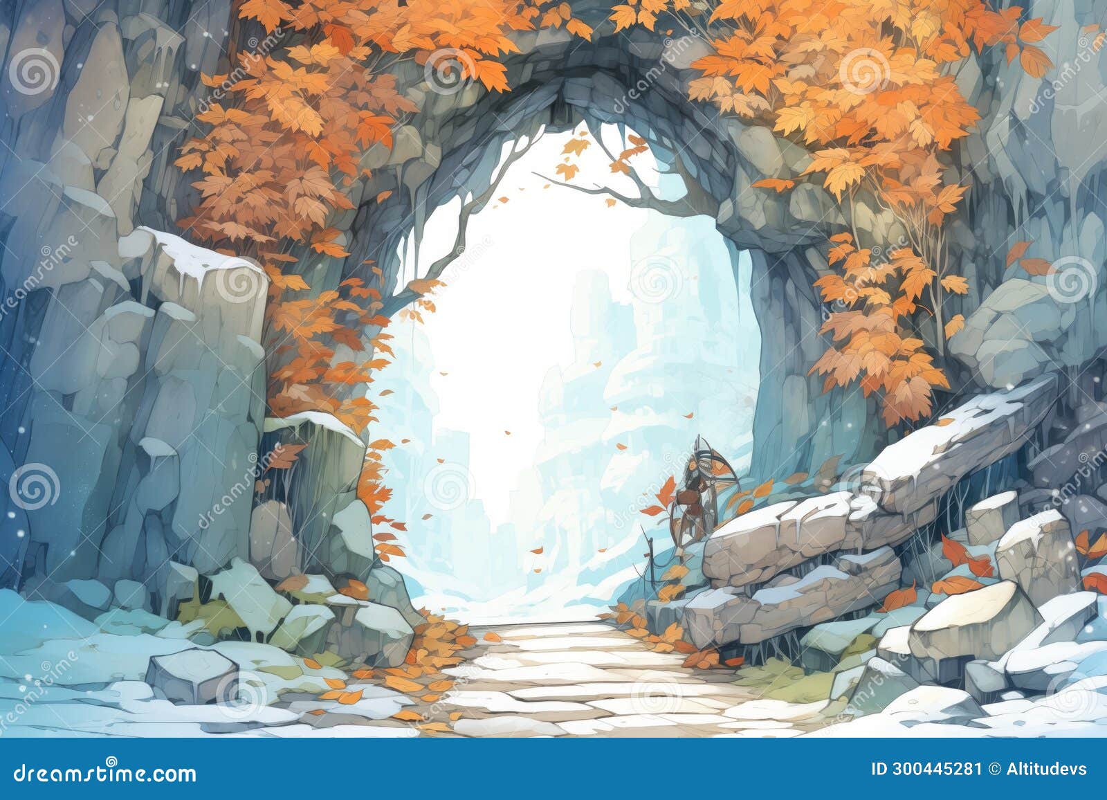 Frostbitten Leaves Creating a Frozen Archway Over a Secluded Path Stock ...