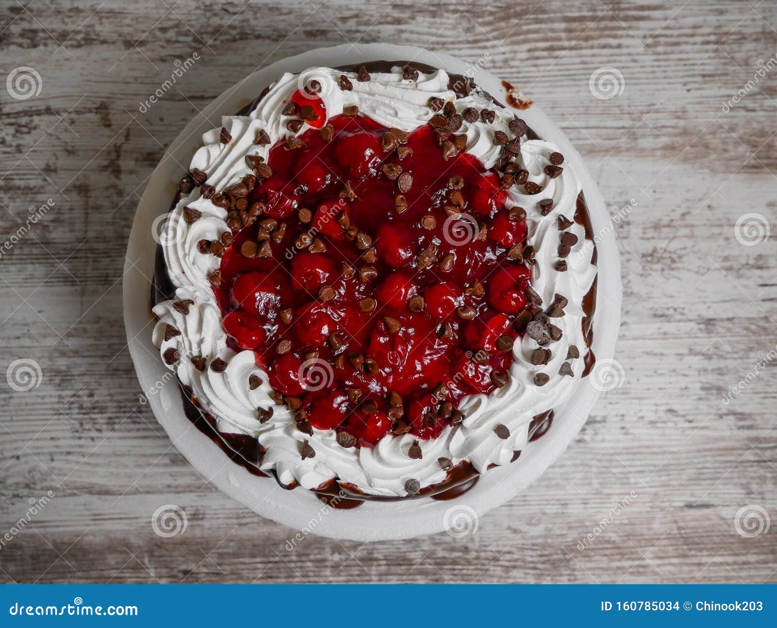 Frosted Chocolate Cherry Decorated Cake Stock Photo - Image of chips ...